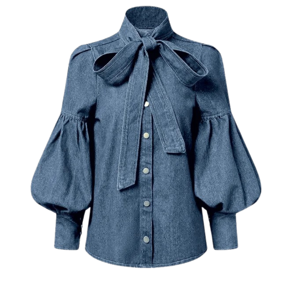 Parisienne Bow Denim Blouse – Maison Clair